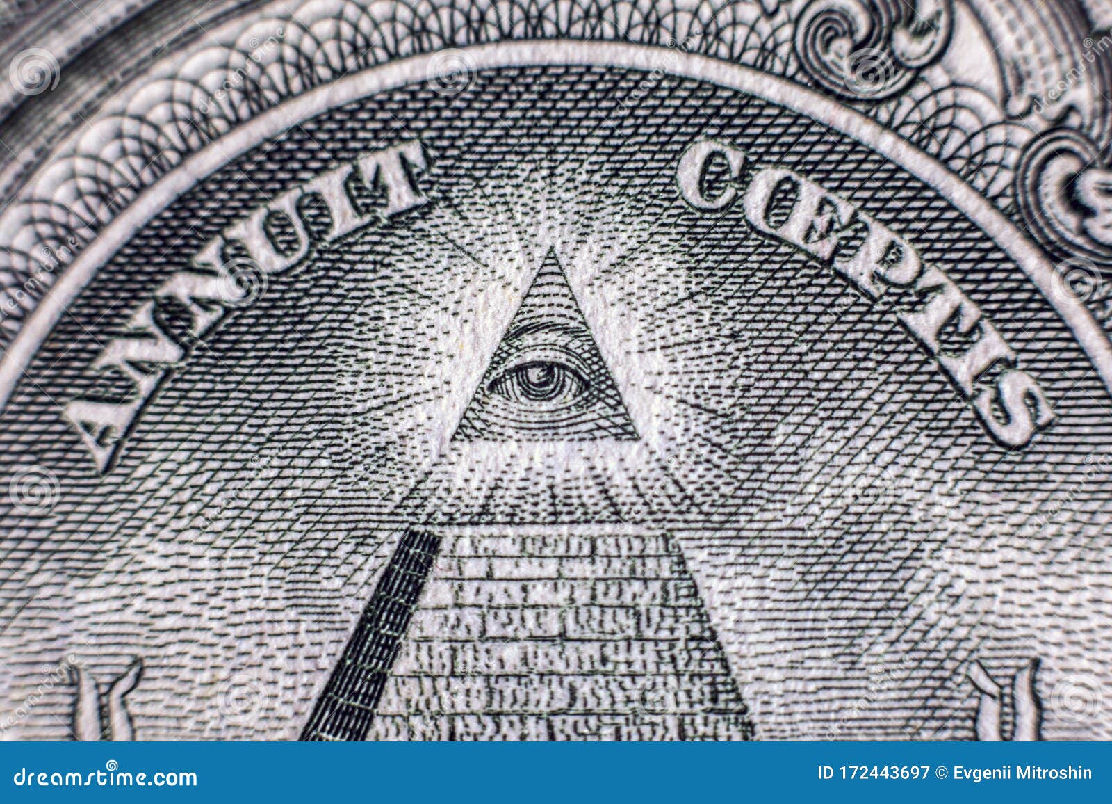 The All-seeing Eye on the Bill $ 1 Stock Image - Image of currency ...
