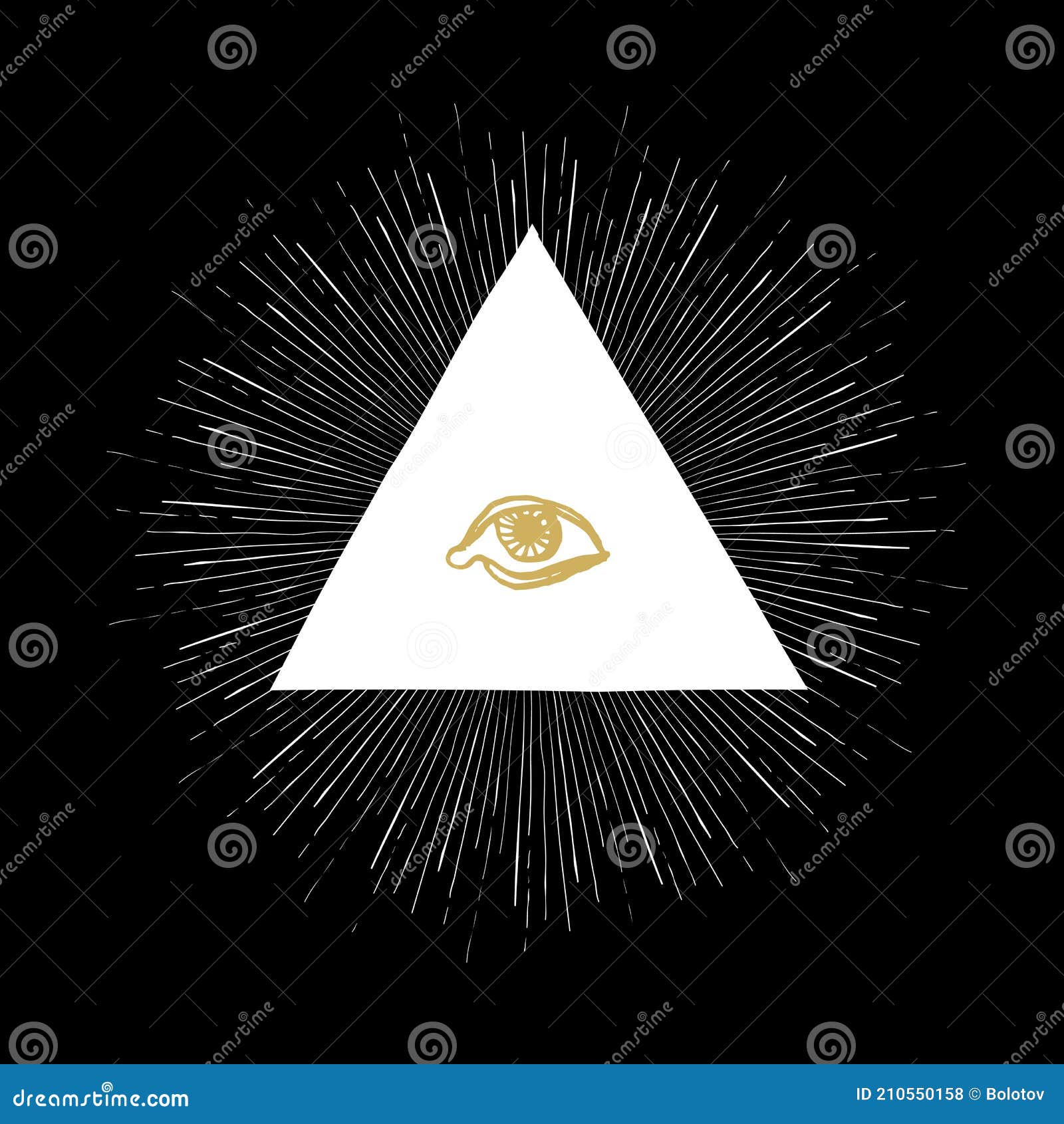 All Seeing Eye on Black stock vector. Illustration of control - 210550158