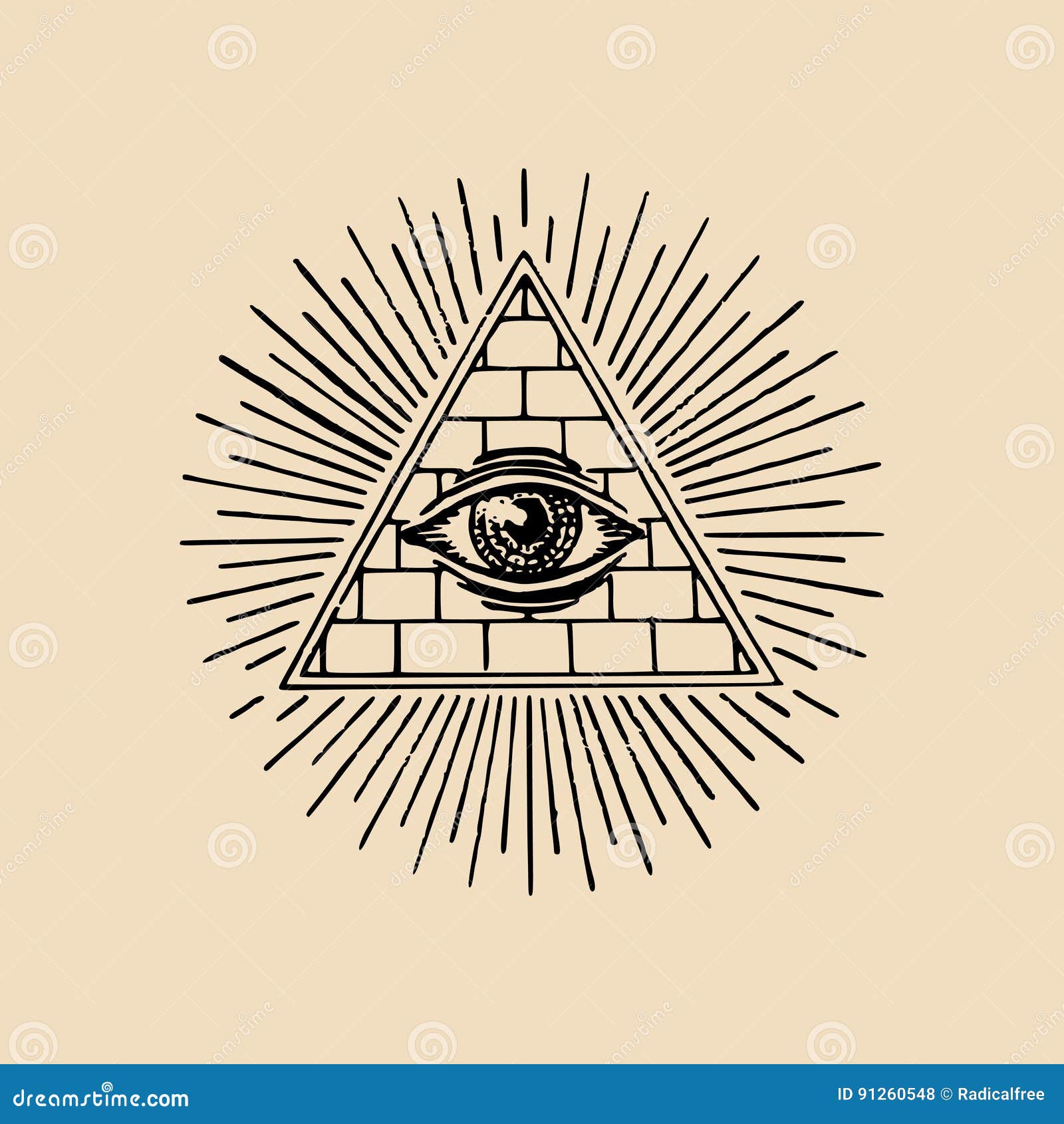 All Seeing Eye Pyramid Vector