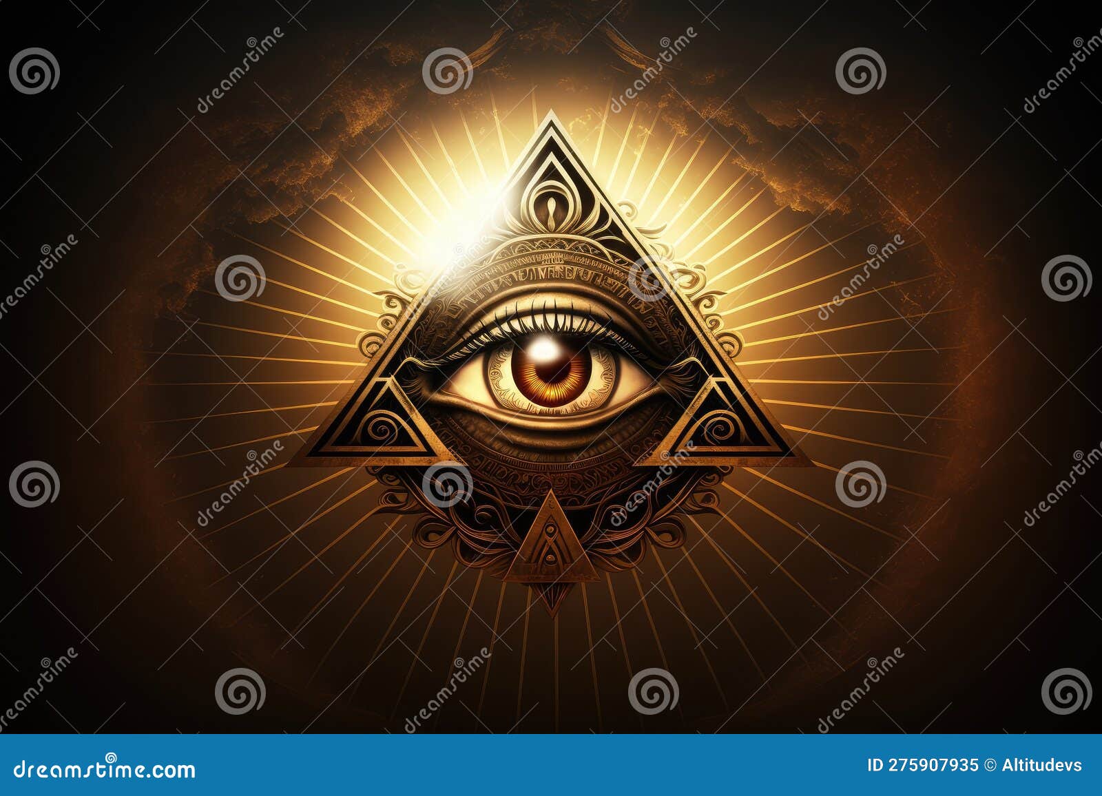 All-seeing Eye with Rays of Sun Shining Down on it, Symbolizing ...