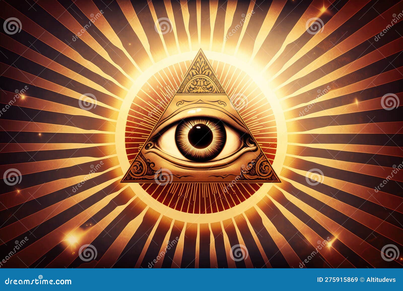 All-seeing Eye with Rays of Sun Shining Down on it, Symbolizing ...
