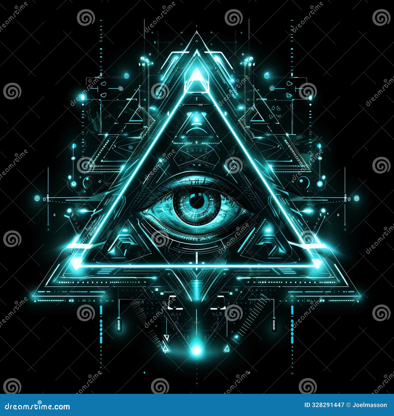 All Seeing Eye Symbol With Digital Artificial Intelligence Cyber ...