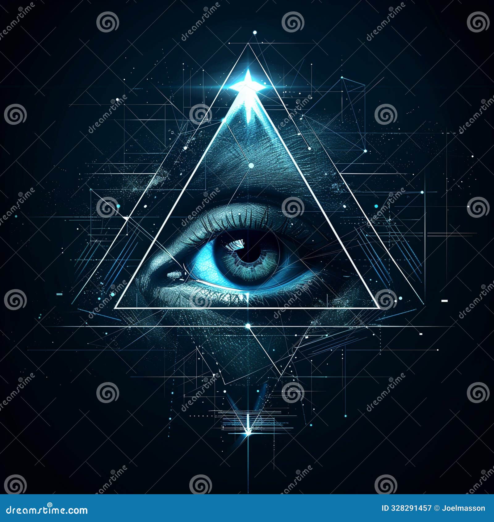 All Seeing Eye Symbol with Digital Artificial Intelligence Cyber ...