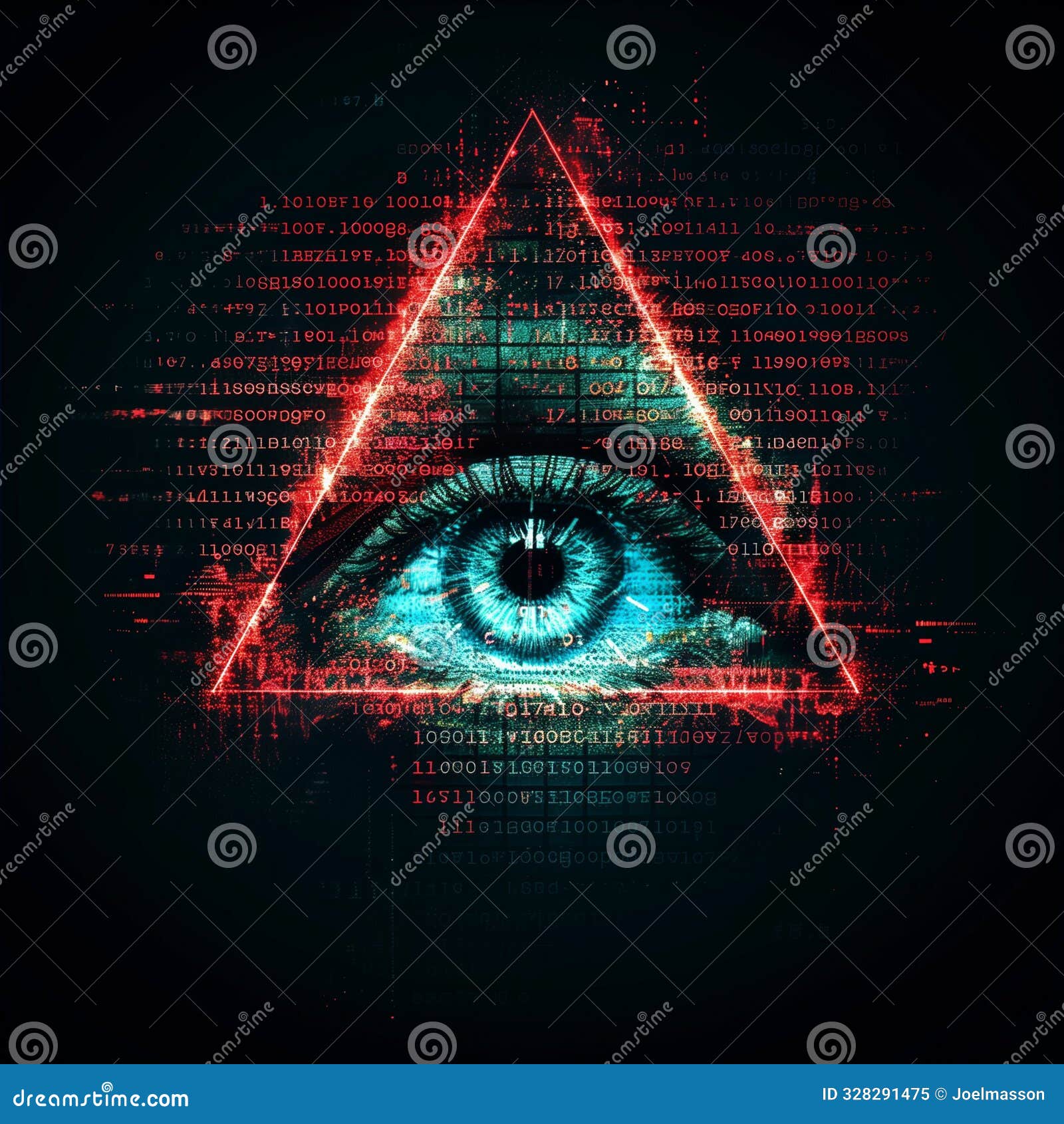 All Seeing Eye Symbol with Digital Artificial Intelligence Cyber ...