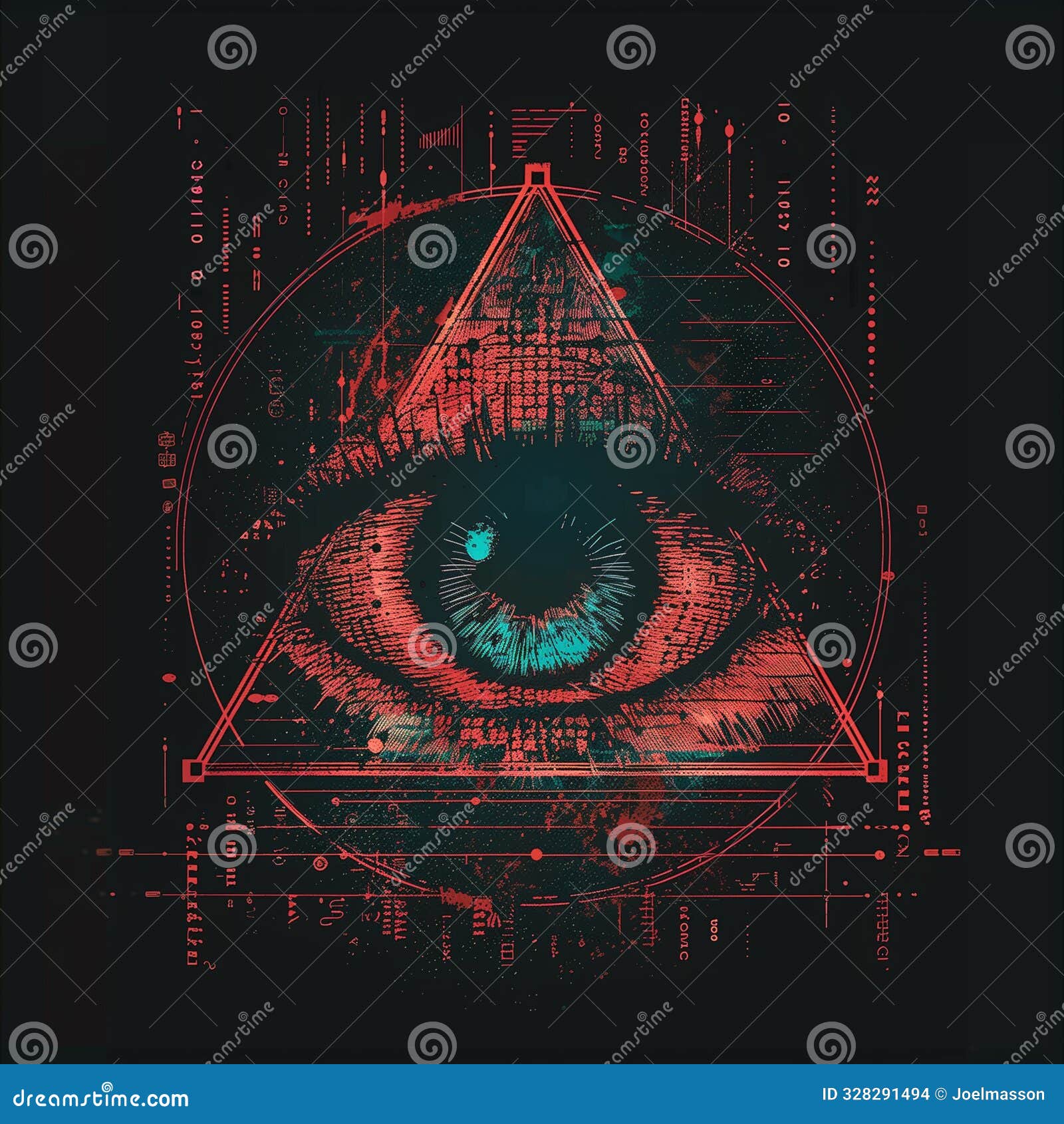 Cyber Horus With Sacred Geometry Cartoon Vector | CartoonDealer.com ...