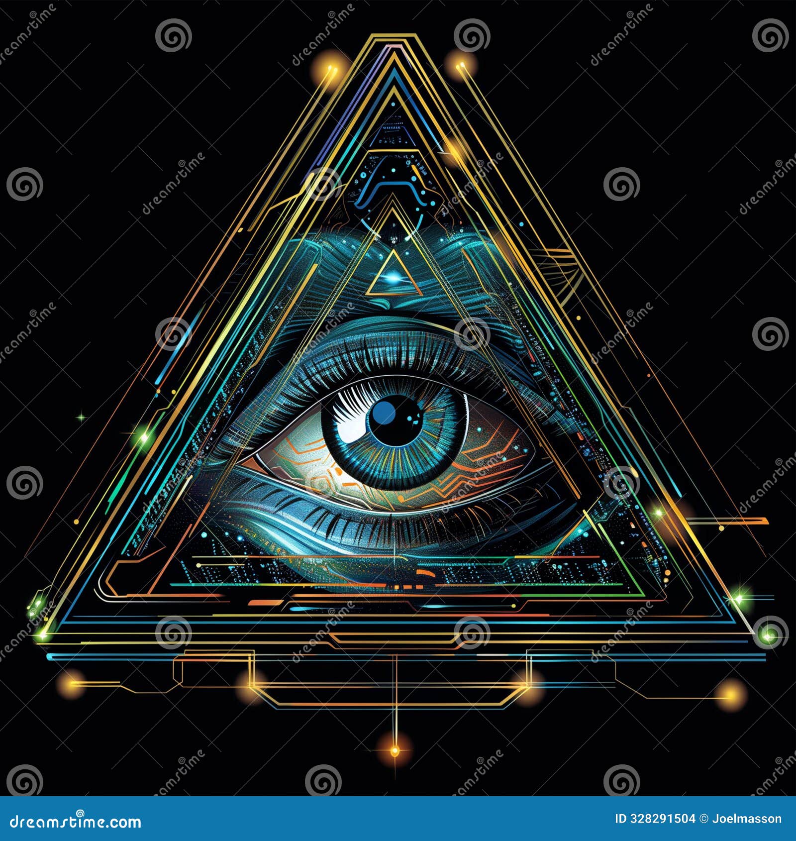 All Seeing Eye Symbol With Digital Artificial Intelligence Cyber ...