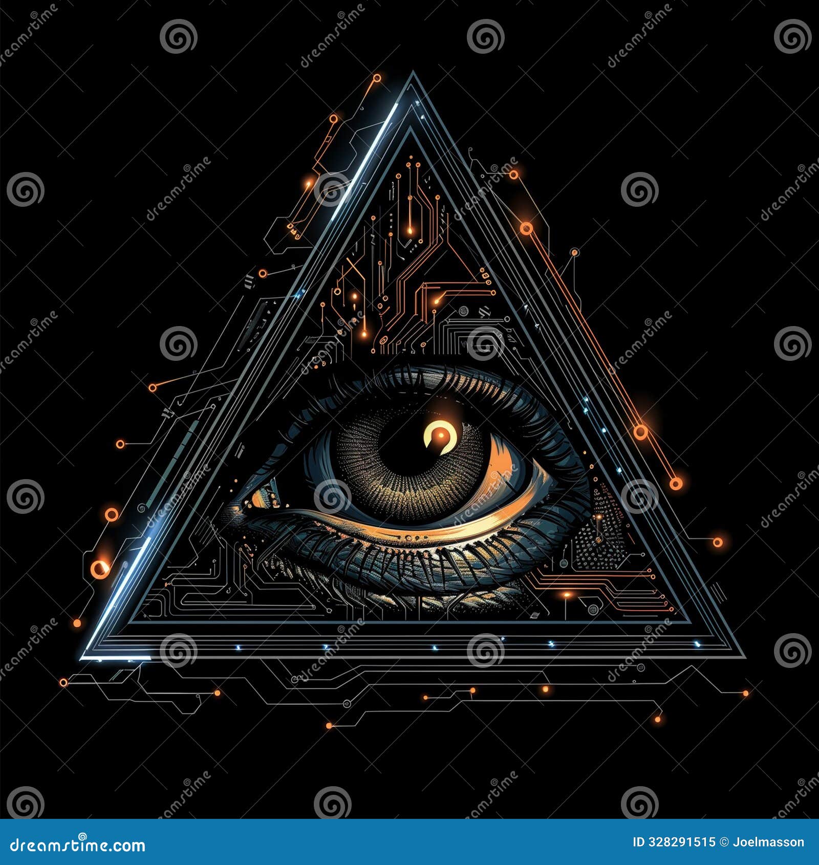 All Seeing Eye Symbol With Digital Artificial Intelligence Cyber ...