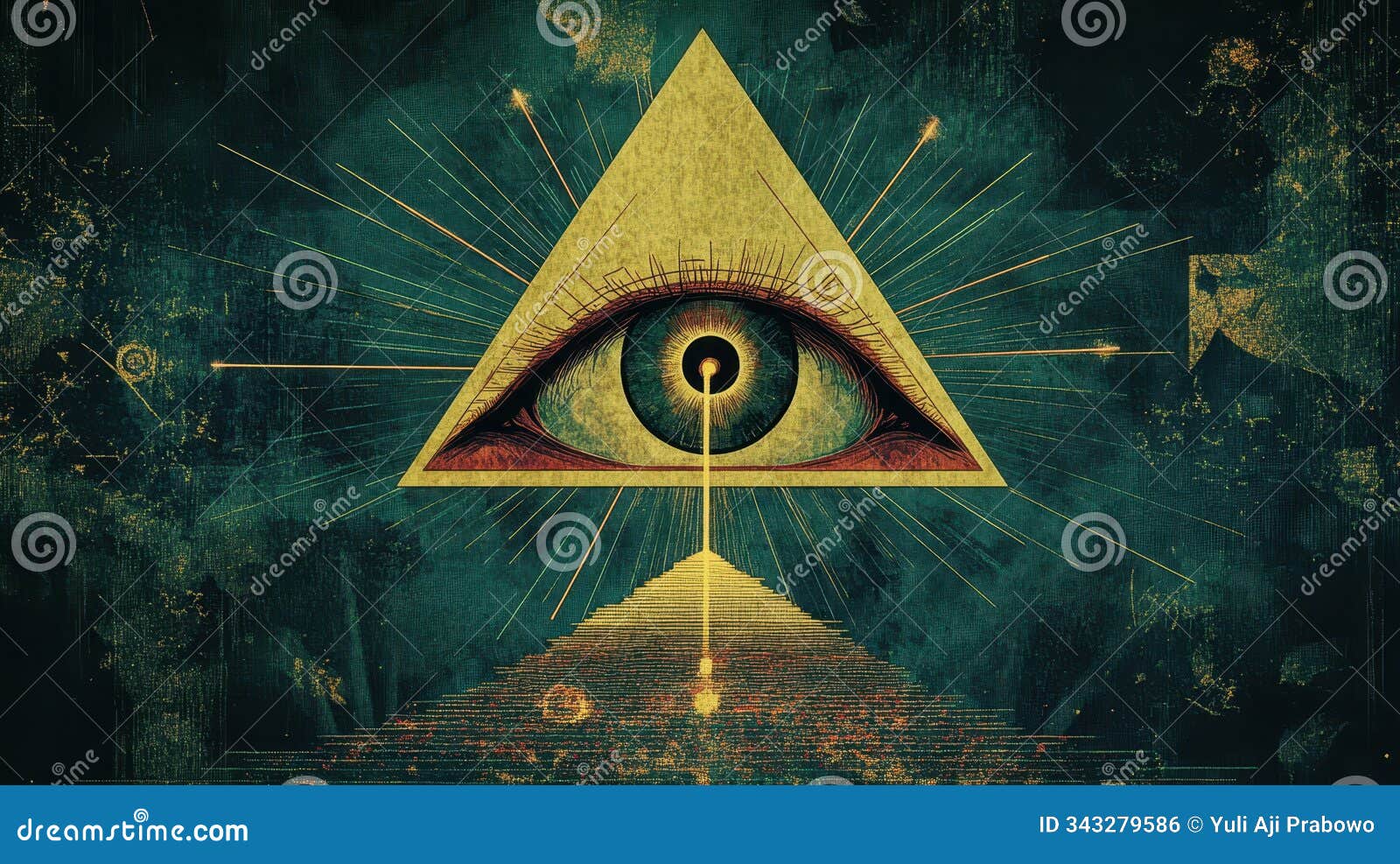All-Seeing Eye in Triangle with Glowing Rays and Pyramid (Generative AI ...