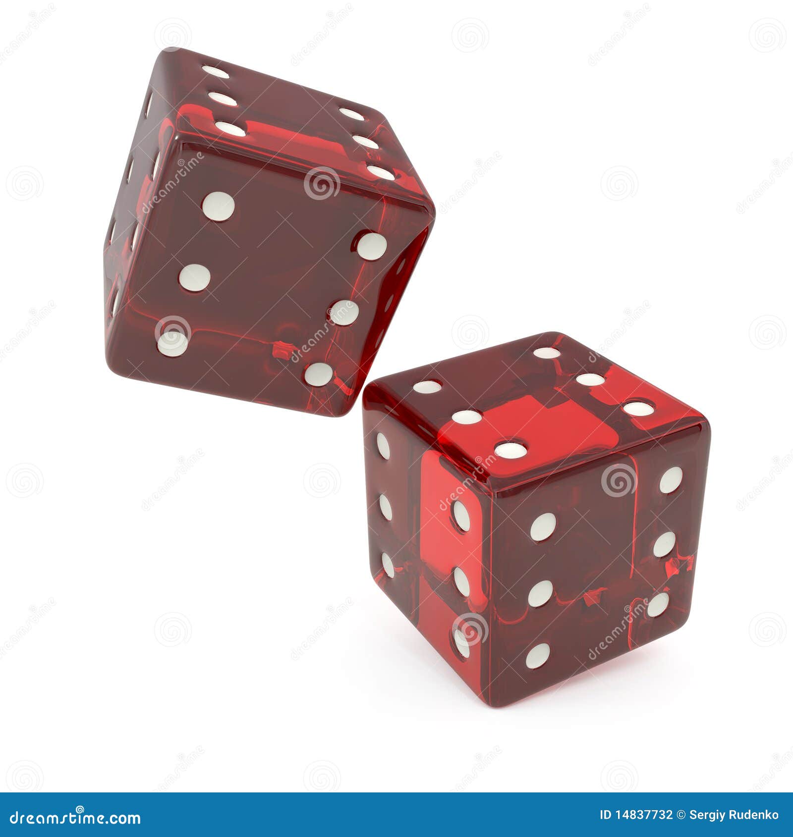 All Six Red Dice Isolated on White Stock Illustration - Illustration of ...
