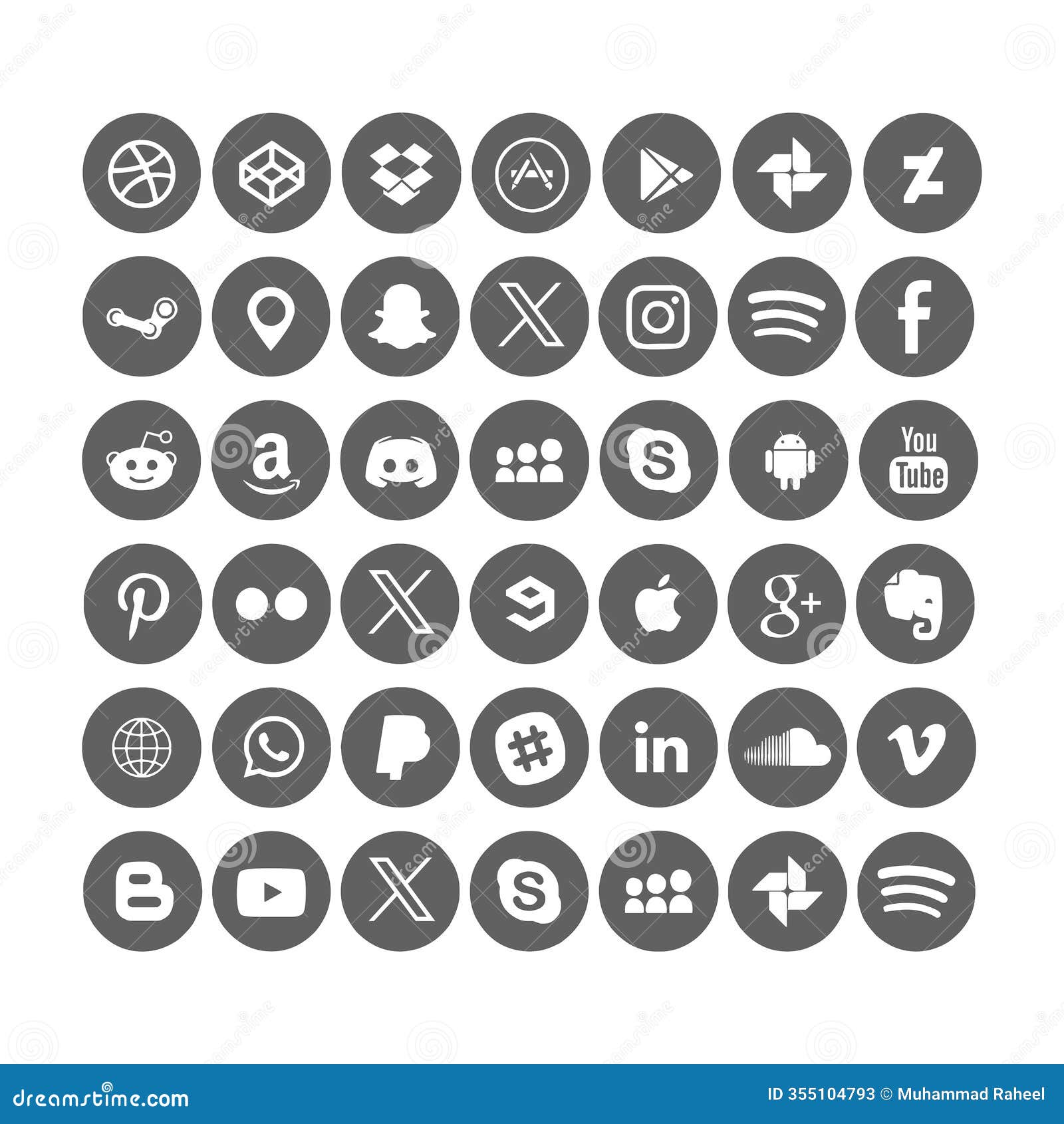 All Social Media Multiple Icons in Vector Stock Illustration ...