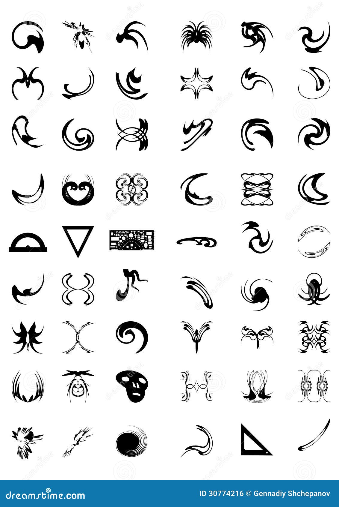 All Sorts of Curves with Geometric Shapes. Stock Vector - Illustration ...