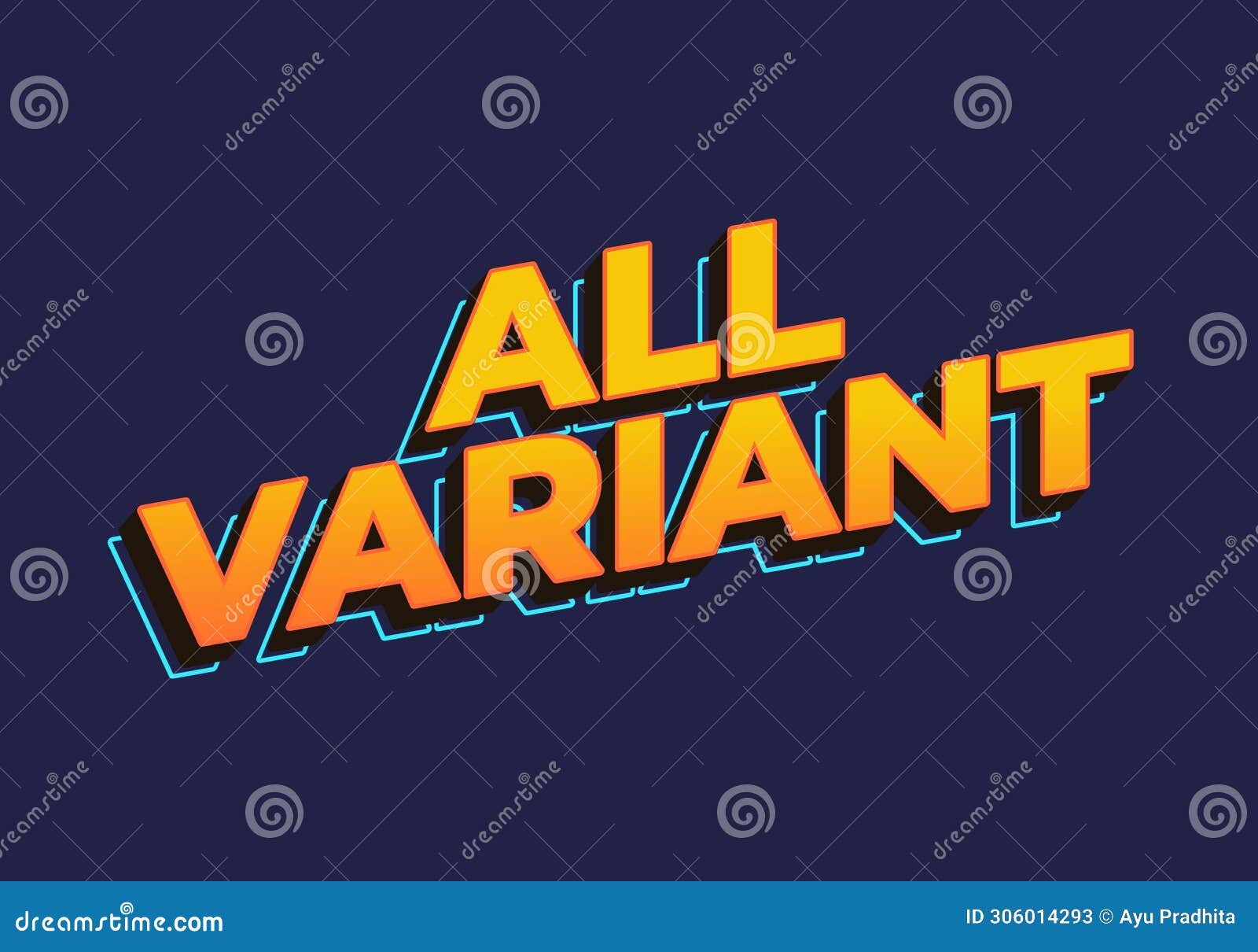 All Variant. Text Effect in Yellow Color. 3D Look Stock Illustration ...