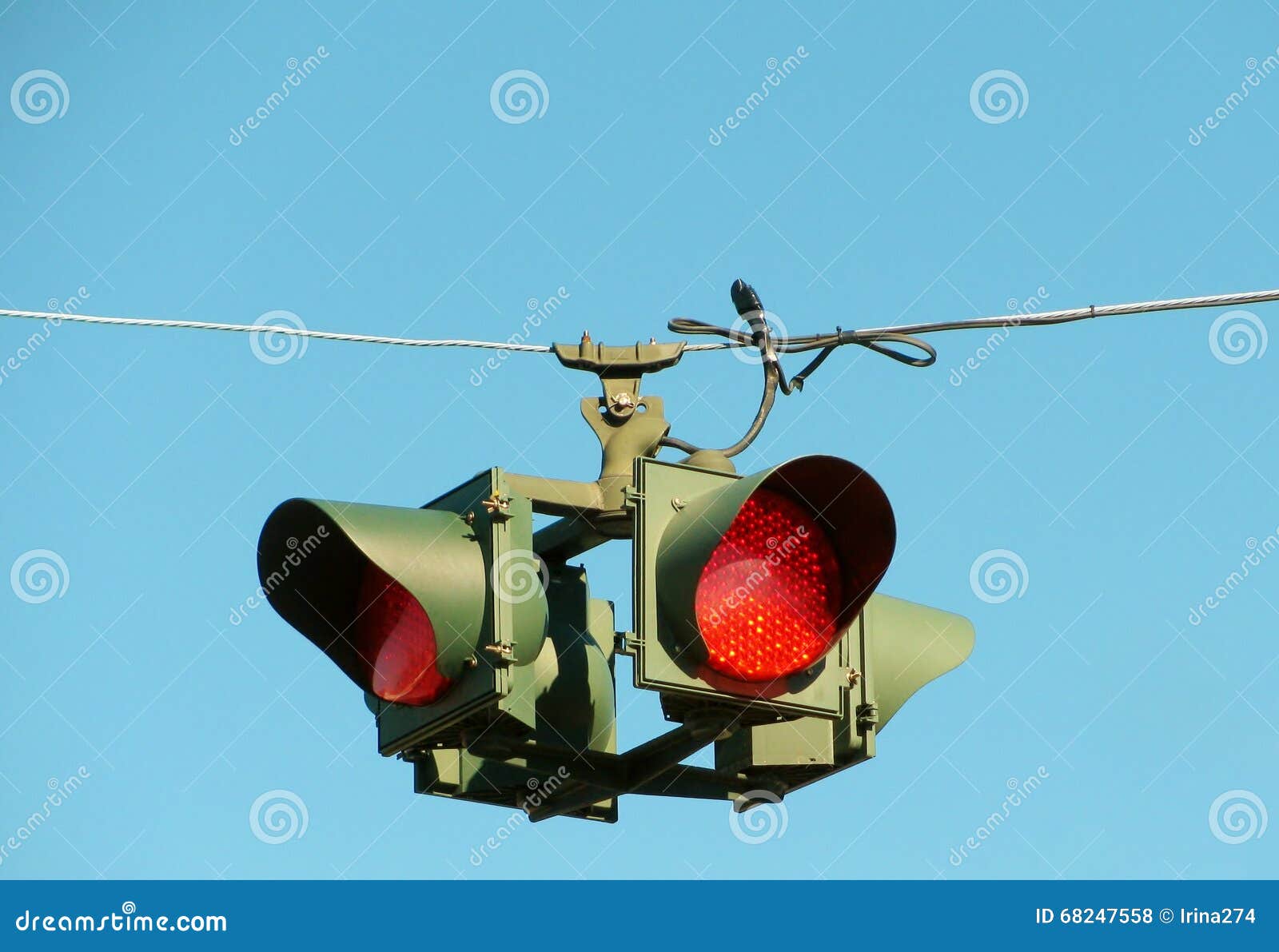 All-way Stops Traffic Lights Hanging from Wire Stock Photo - Image of ...