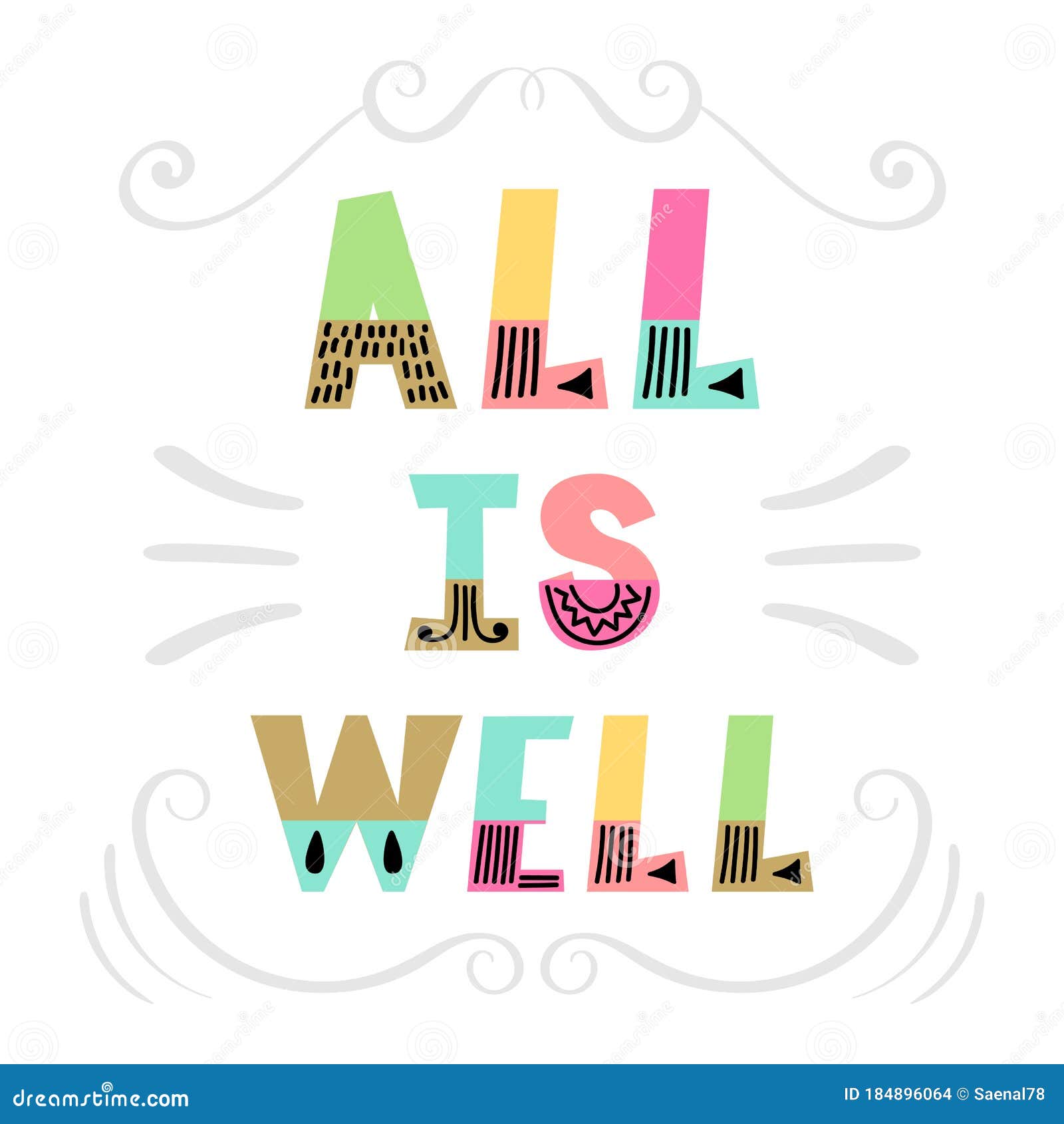 All Is Well Motivational Stroke Typepace Design Short Phrases Quotes