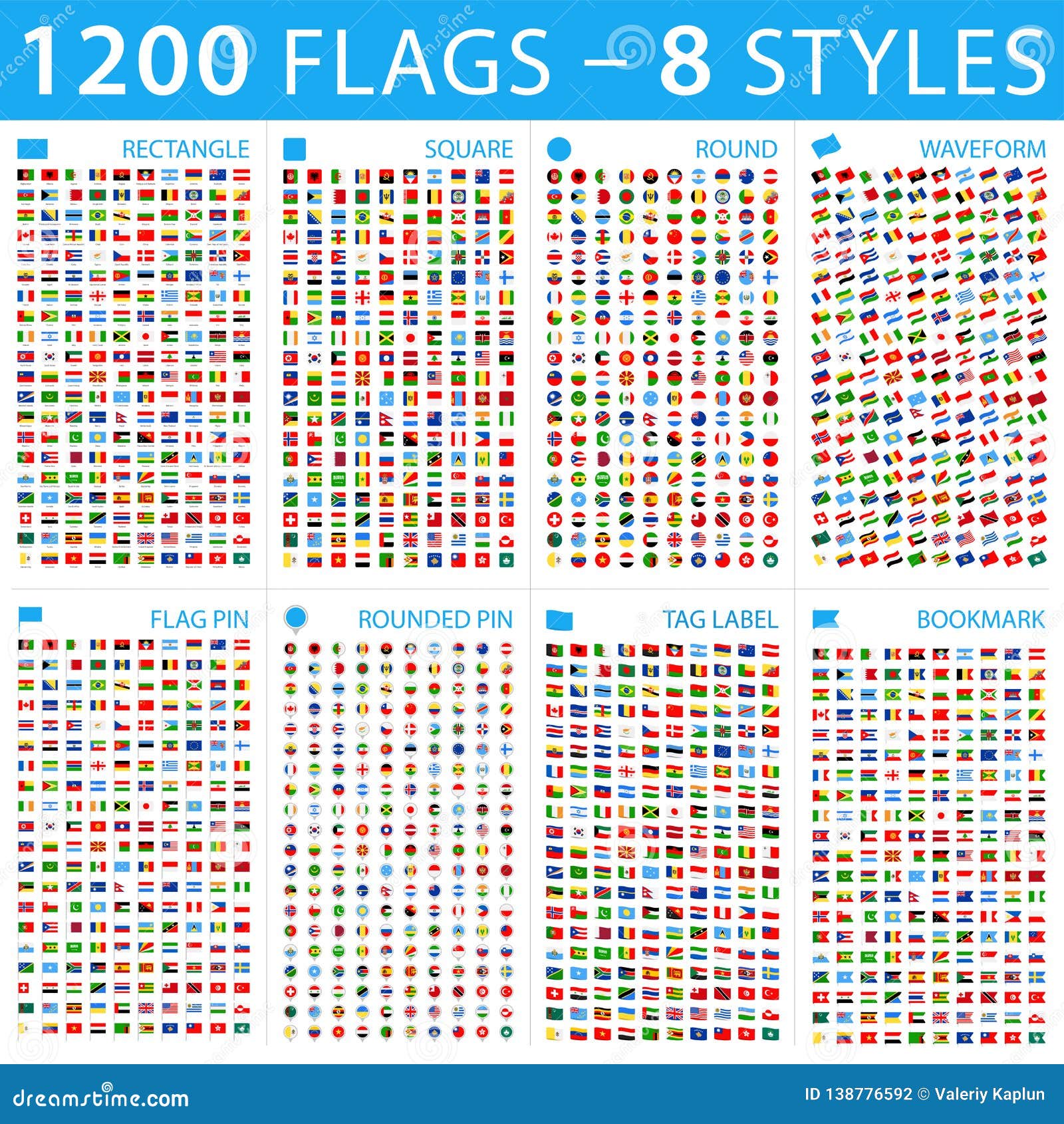 All World Flags. Big Set. Different Styles Stock Illustration ...