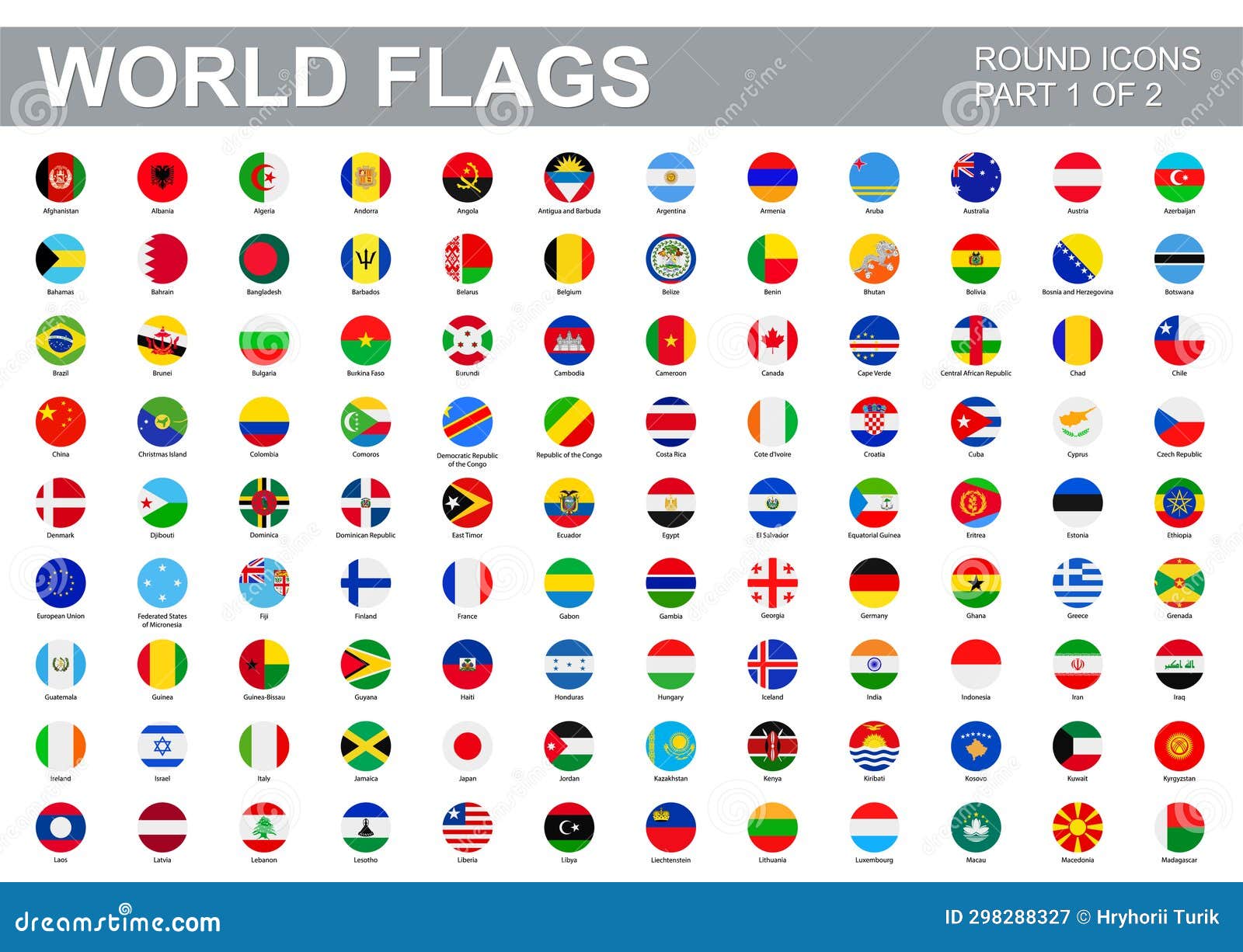 All World Flags - Vector Set of Round Flat Icons. Part 1 of 2 Stock Illustration - Illustration ...