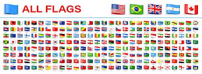 All World Flags - Vector Tag Label Flat Icons. 2020 Versions of Flags ...