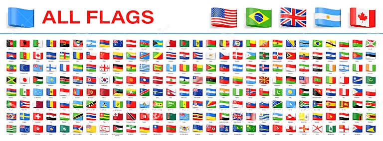 All World Flags - Vector Tag Label Flat Icons. 2020 Versions of Flags ...