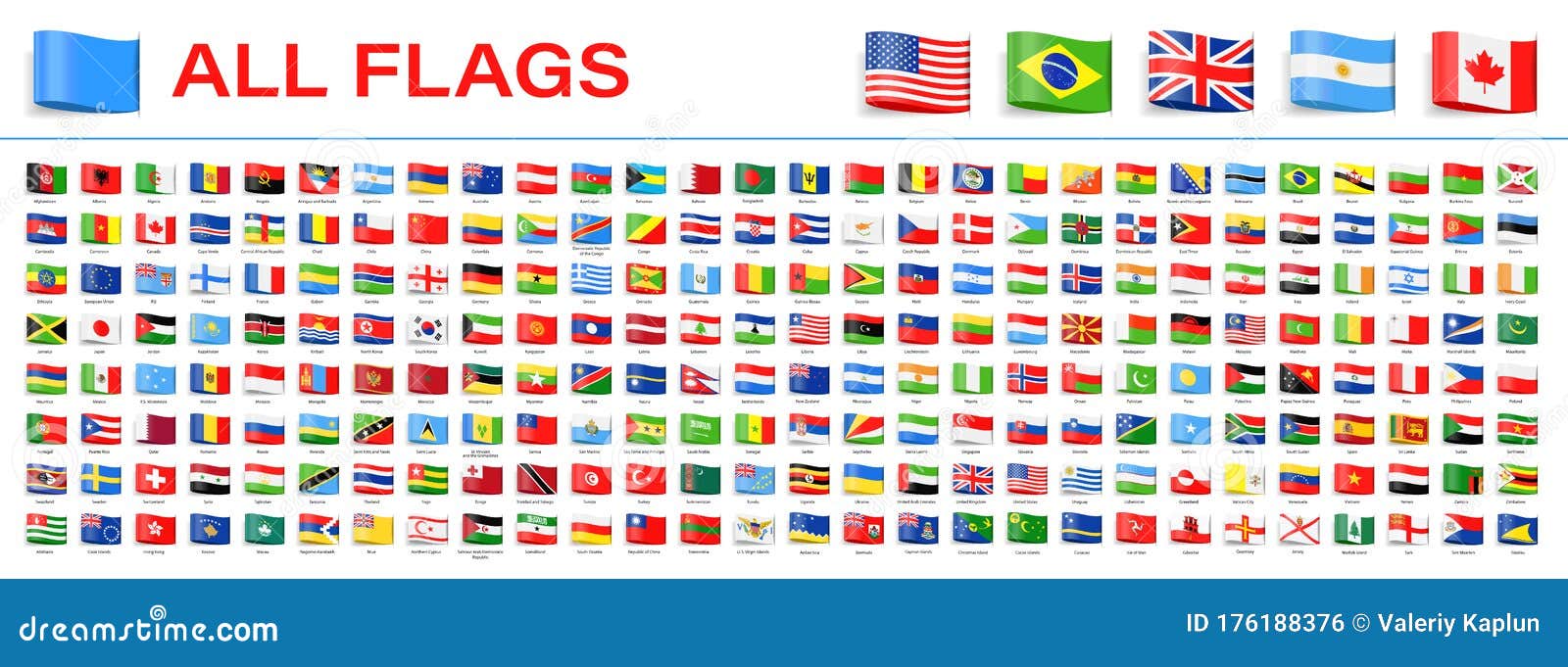 All World Flags - Vector Tag Label Flat Icons. 2020 Versions of Flags ...