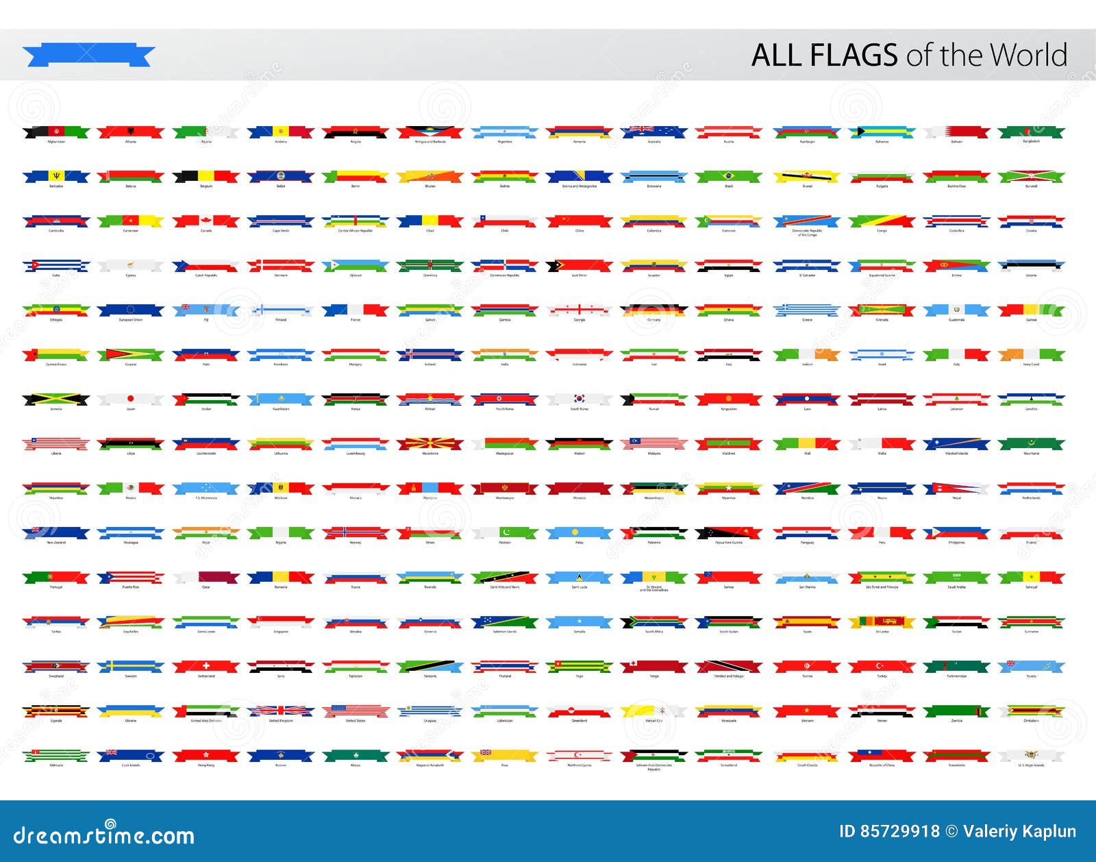 All World Ribbon Vector Flags - Collection Stock Illustration ...