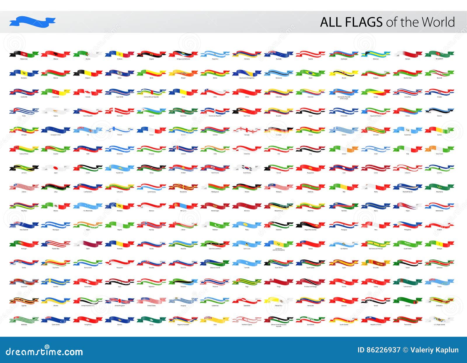 All World Ribbon Vector Flags - Collection Stock Illustration ...