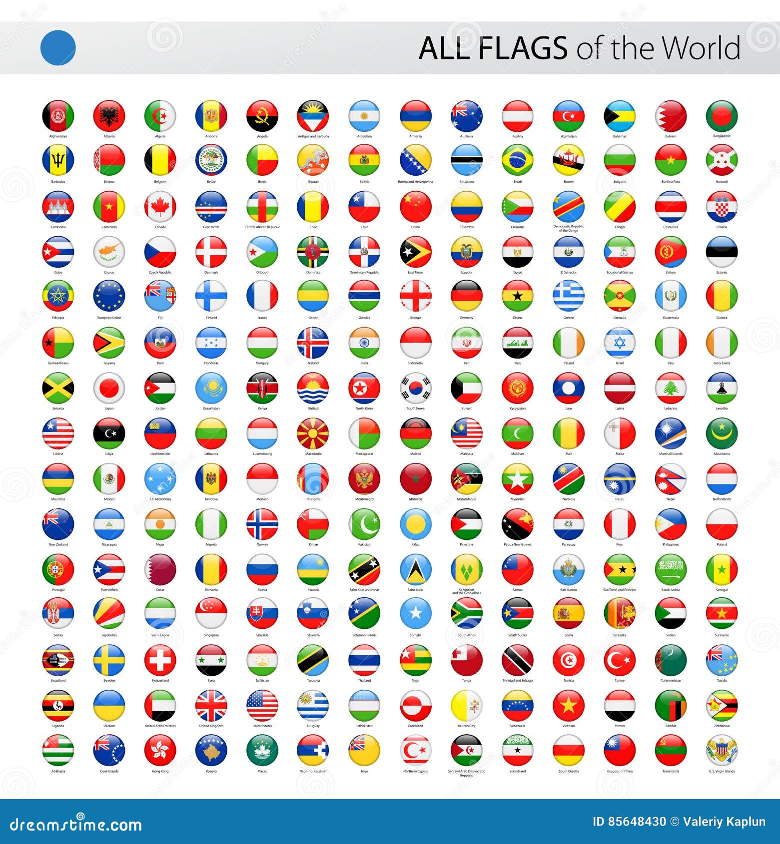 All World Round Glossy Vector Flags - Collection Stock Illustration ...