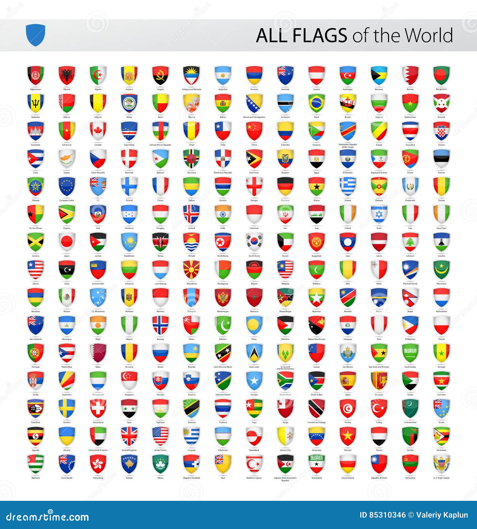 All World Shield Vector Flags - Collection Stock Illustration ...