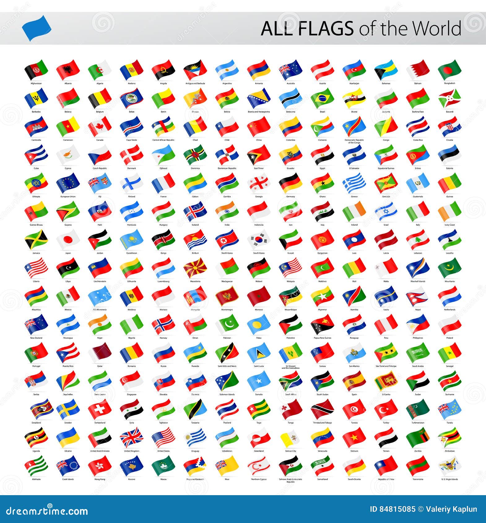 All World Waving Vector Flags - Collection Stock Illustration ...