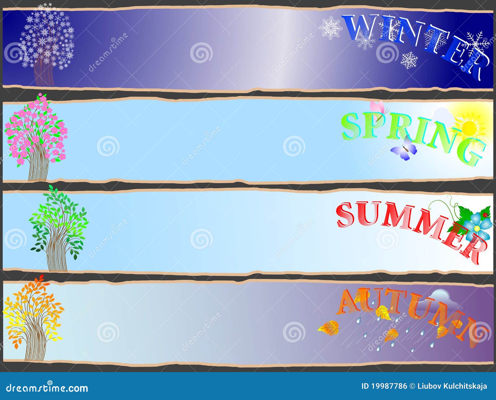 All-year seasonal banners. stock vector. Illustration of design - 19987786
