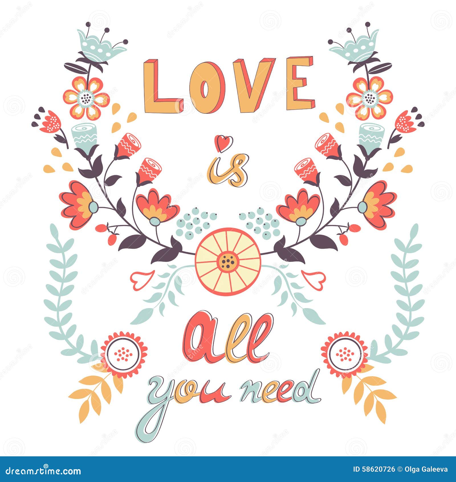 All You Need is Love. Cute Greeting Card Stock Vector - Illustration of ... All You Need is Love. Cute Greeting Card Stock Vector - Illustration of ...