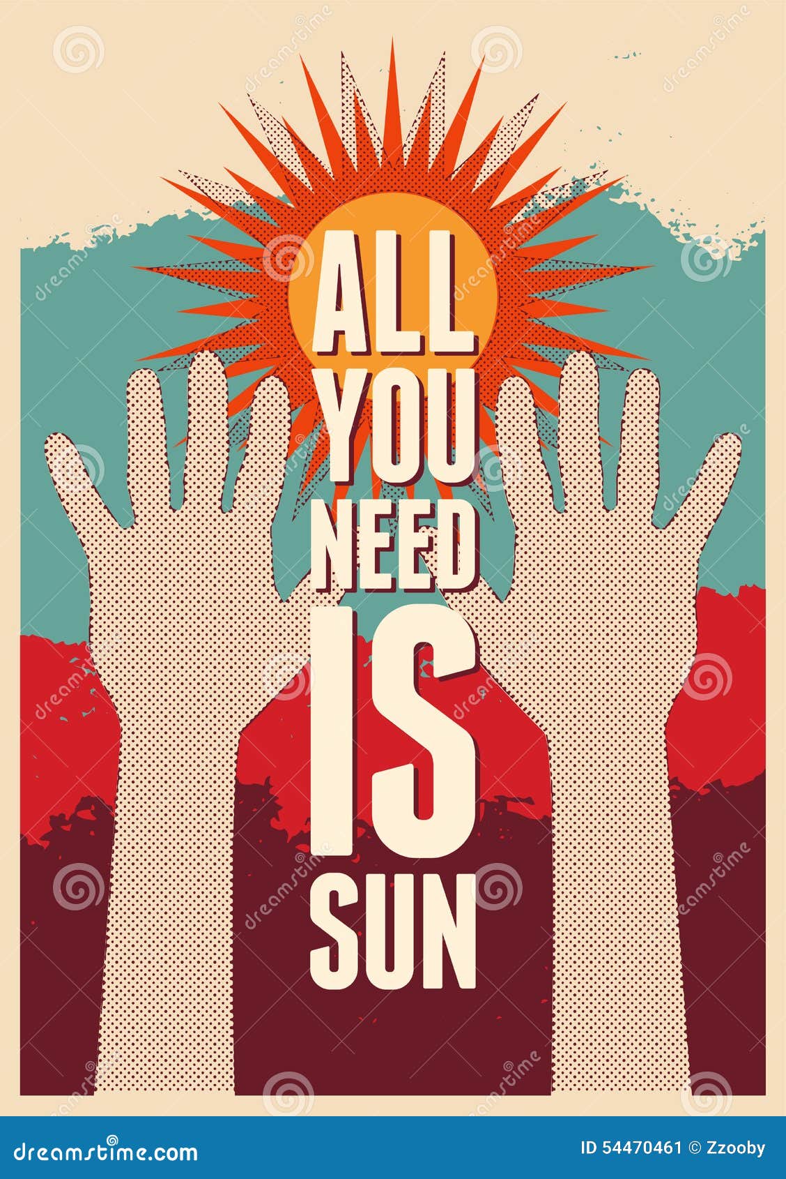 All You Need is Sun. Summer Typographical Retro Poster. Vector ...