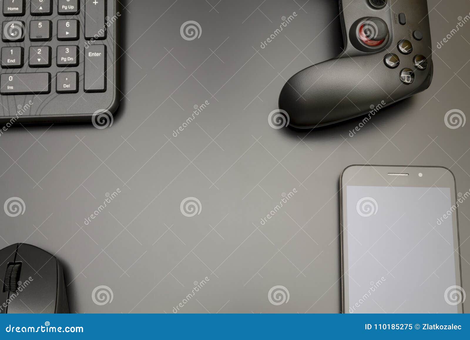 Tech stuff on a desk stock image. Image of mobile, background - 110185275