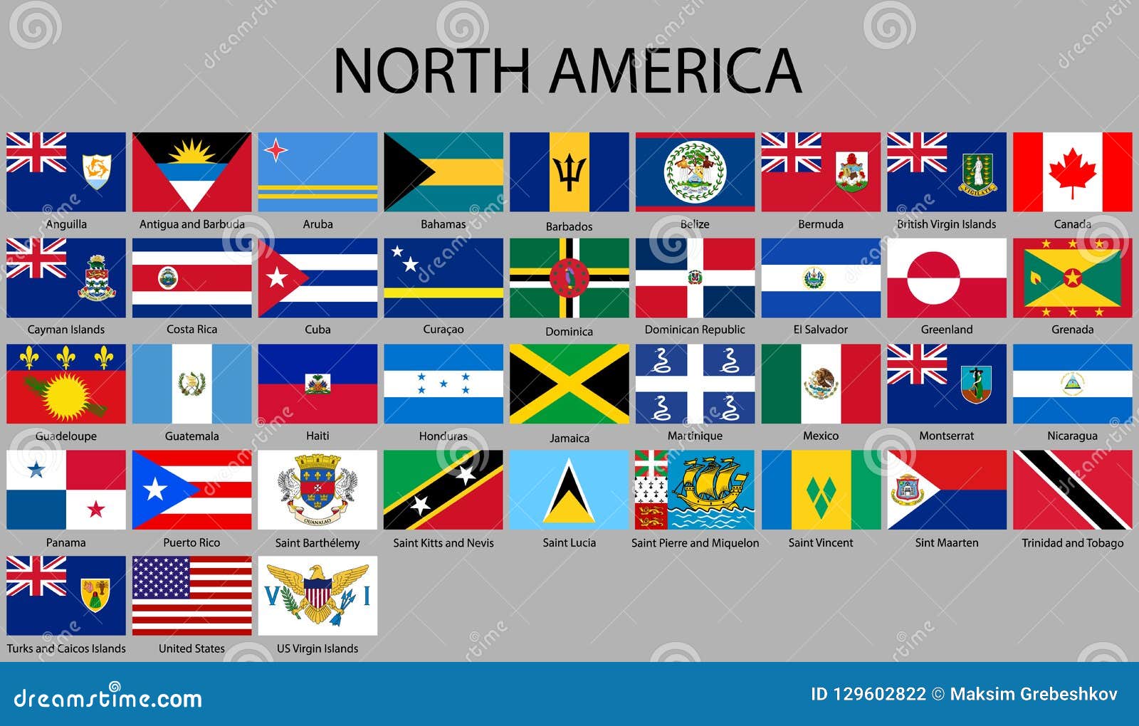 Alla Flaggor Av Nordamerika Stock Illustrationer - Illustration av ...