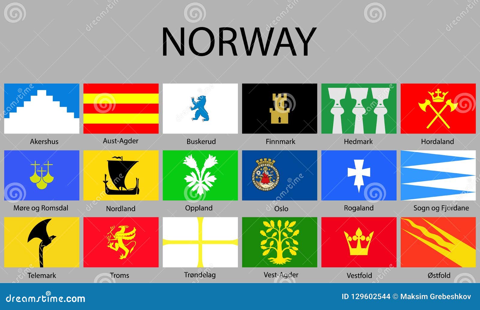 Alla Flaggor Av Regioner Av Norge Stock Illustrationer - Illustration ...