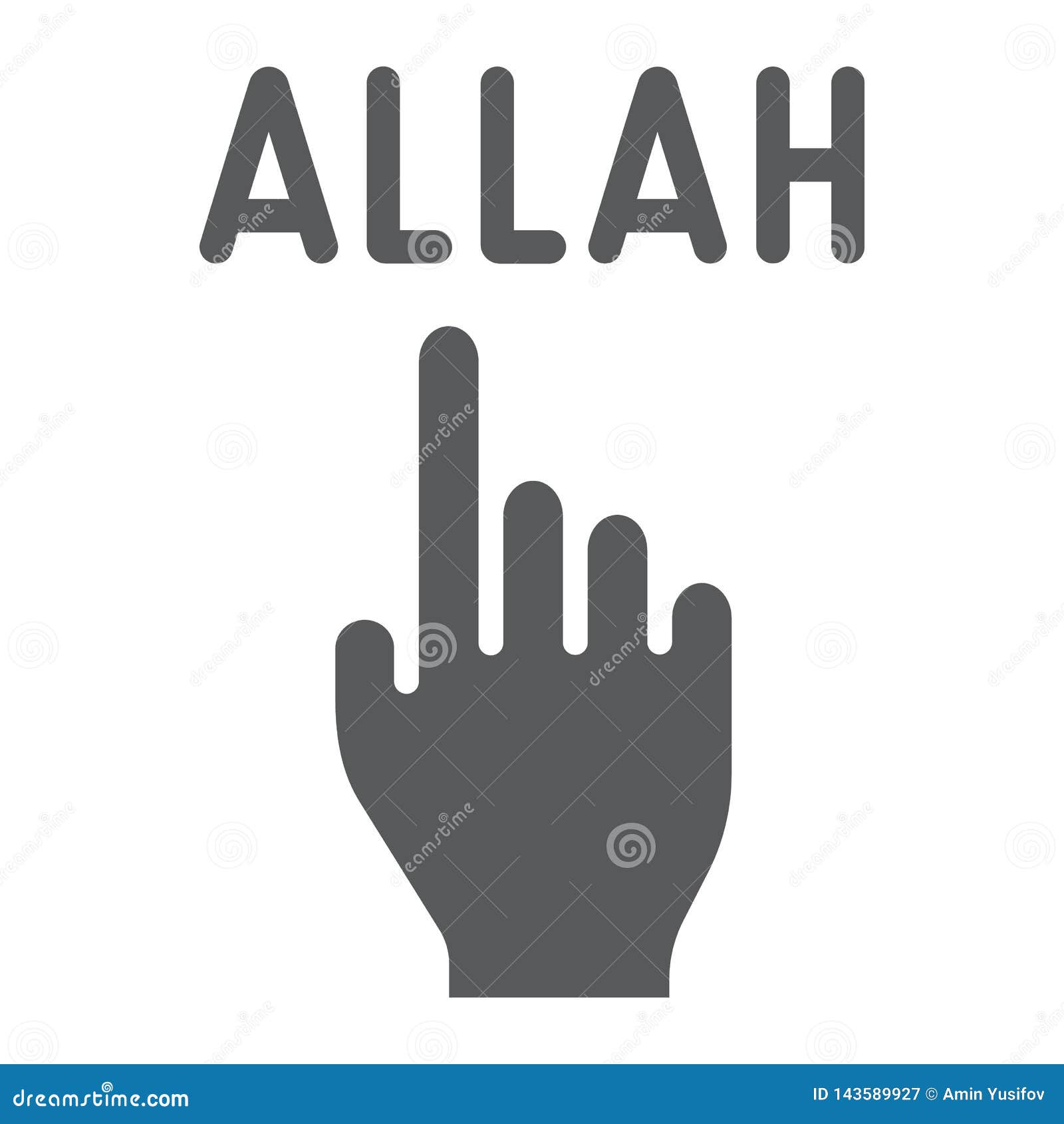 Allah is One Glyph Icon, Religion and Islam, Pointer Hand Sign, Vector ...