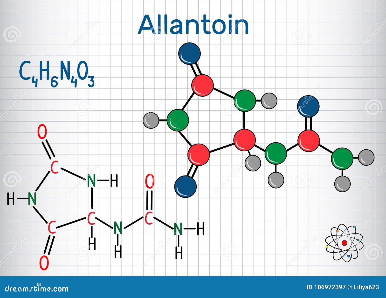 Allantoin, Diureide Glyoxylic Acid, Molecular Structures, 3d Model ...