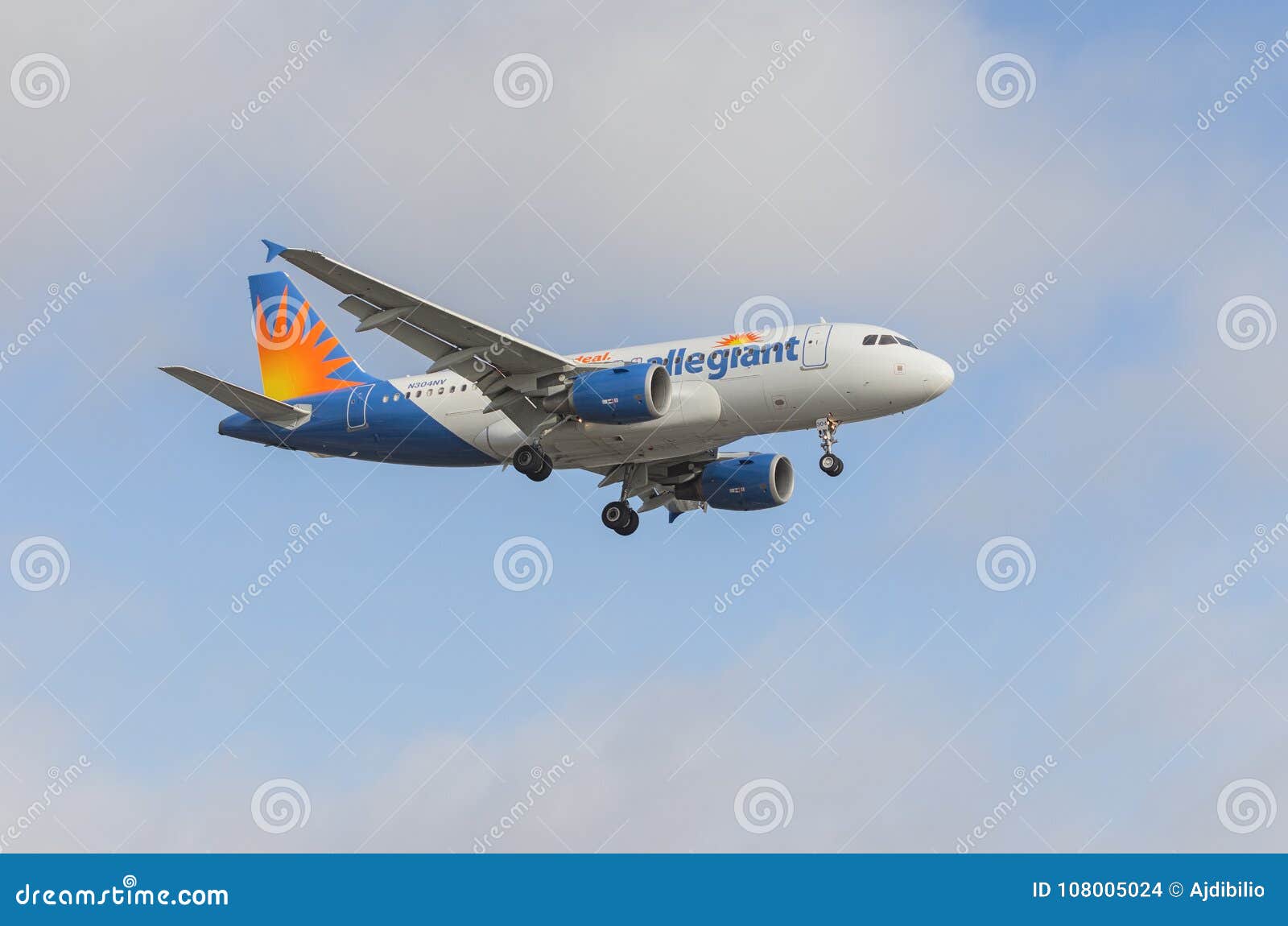 Allegiant Airbus Jet. editorial stock image. Image of arrival - 108005024