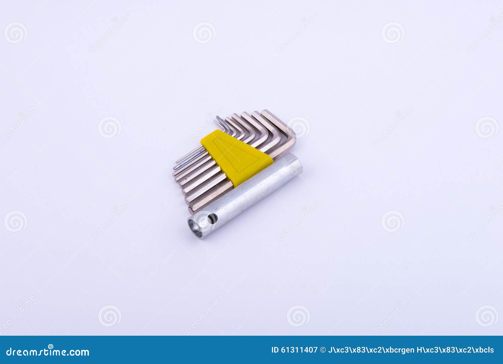 Allen Keys in Yellow Clamp on White Background Stock Image - Image of ...
