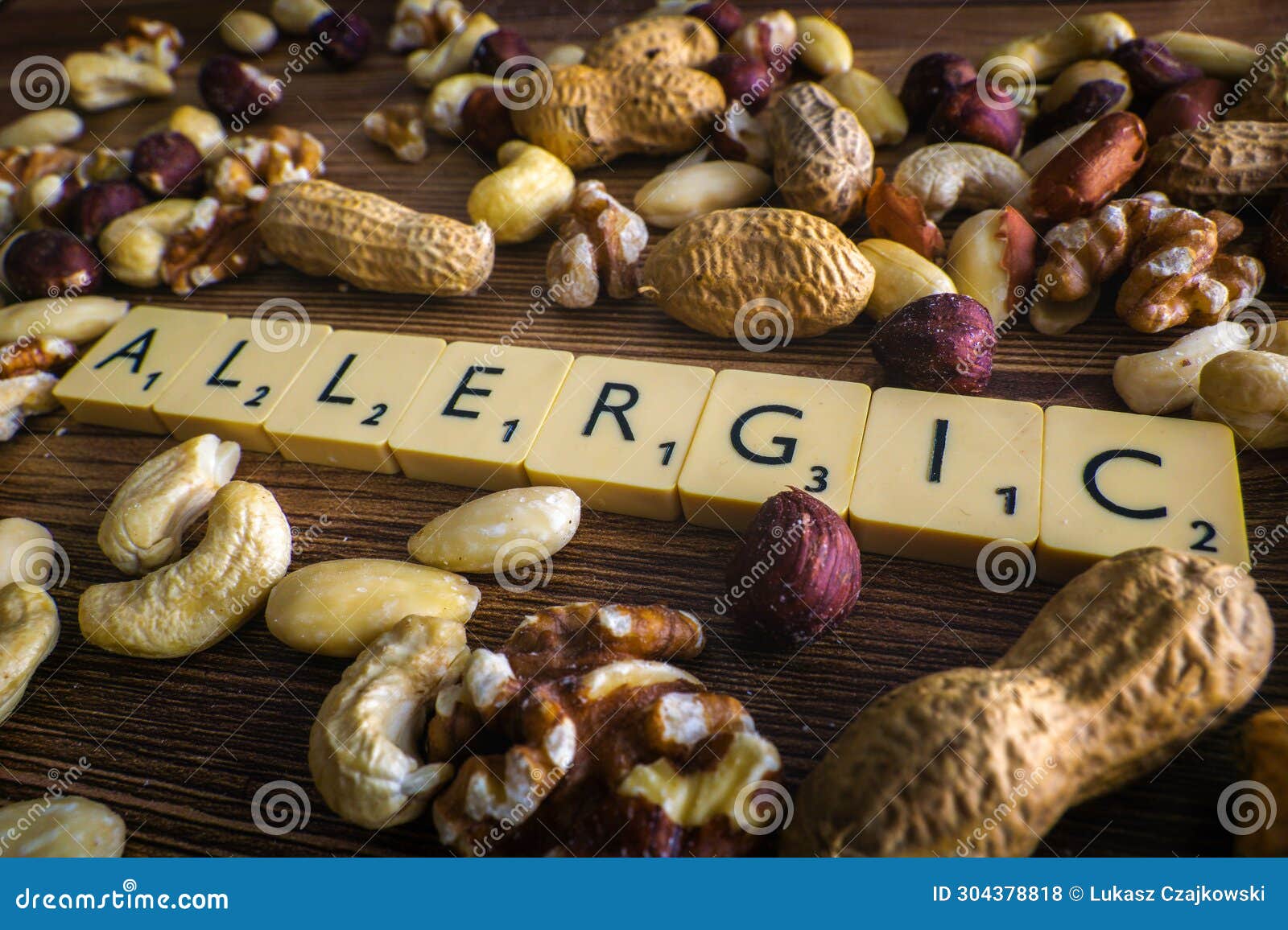 "Allergic" Sign with Peanuts Selection Stock Photo - Image of locally ...