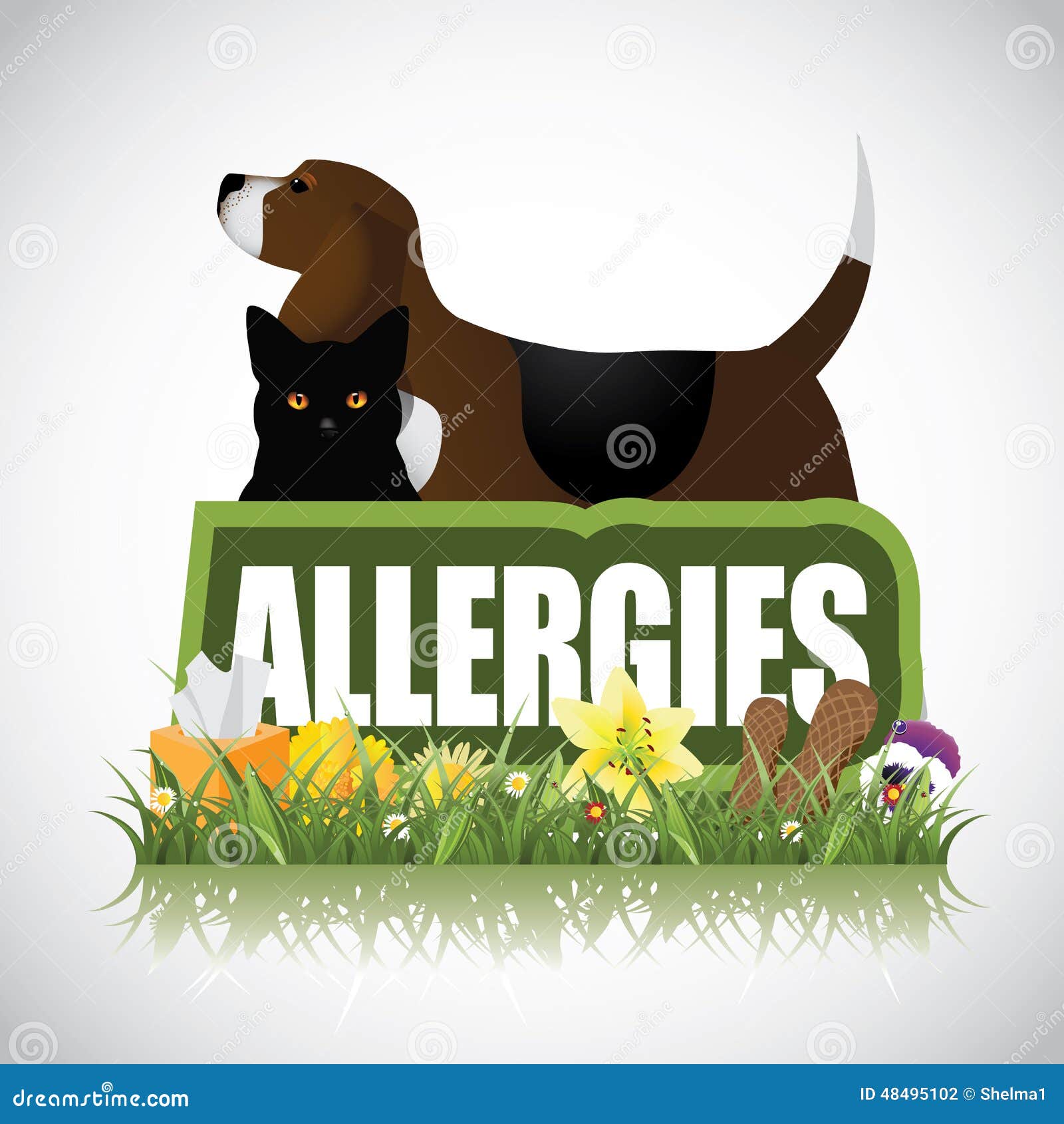 Allergies Icon Dog Cat Plants Peanuts Stock Illustrations – 2 Allergies ...