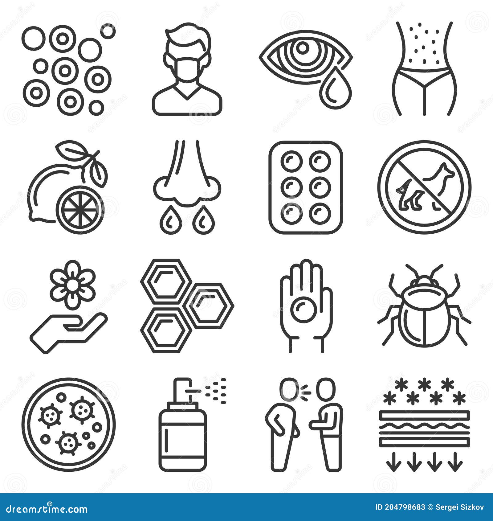 Allergies Icons Set on White Background. Vector Stock Vector ...
