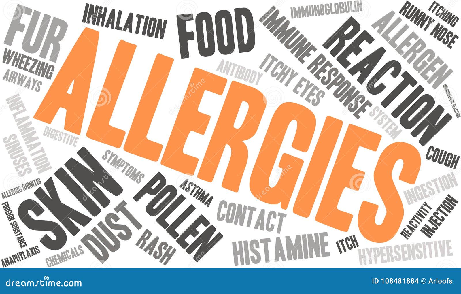 Allergies Word Cloud stock vector. Illustration of allergen - 108481884