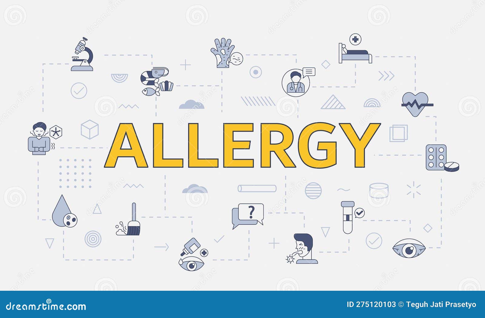Allergy Concept with Icon Set with Big Word or Text on Center Stock ...