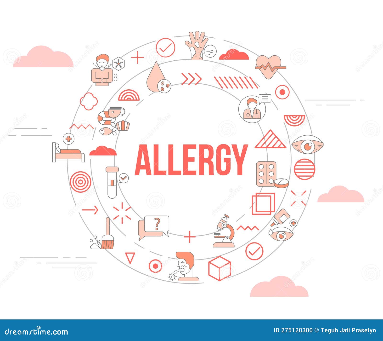 Allergy Concept With Icon Set Template Banner And Circle Round Shape ... Allergy Concept With Icon Set Template Banner And Circle Round Shape ...