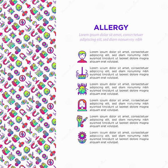 Allergy Concept With Thin Line Icons Stock Vector Illustration Of