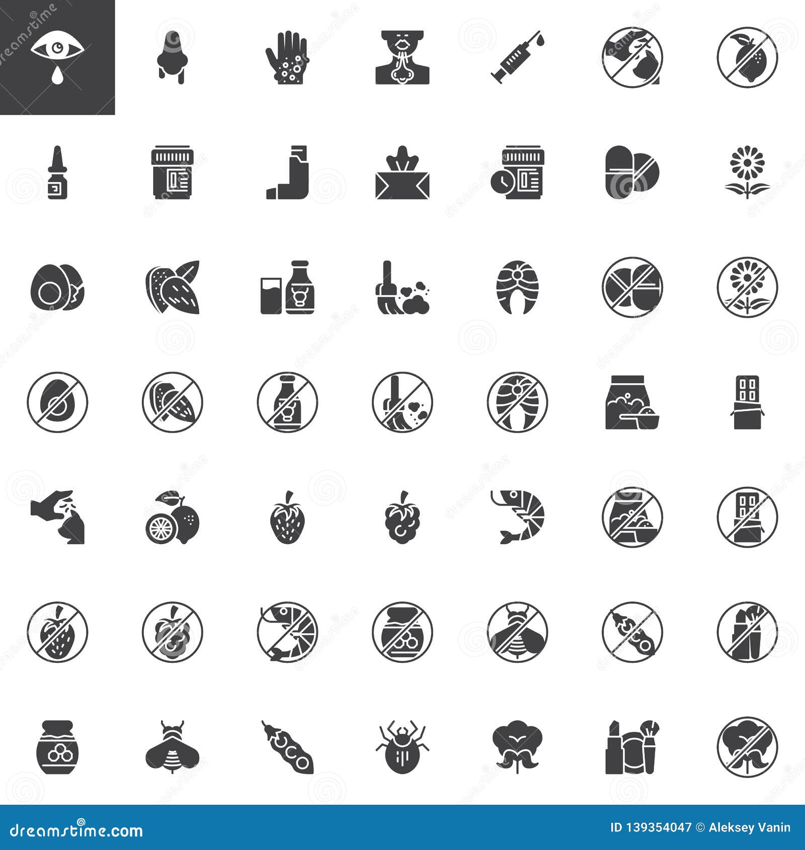 Allergy Elements Vector Icons Set Stock Vector - Illustration of pack ...