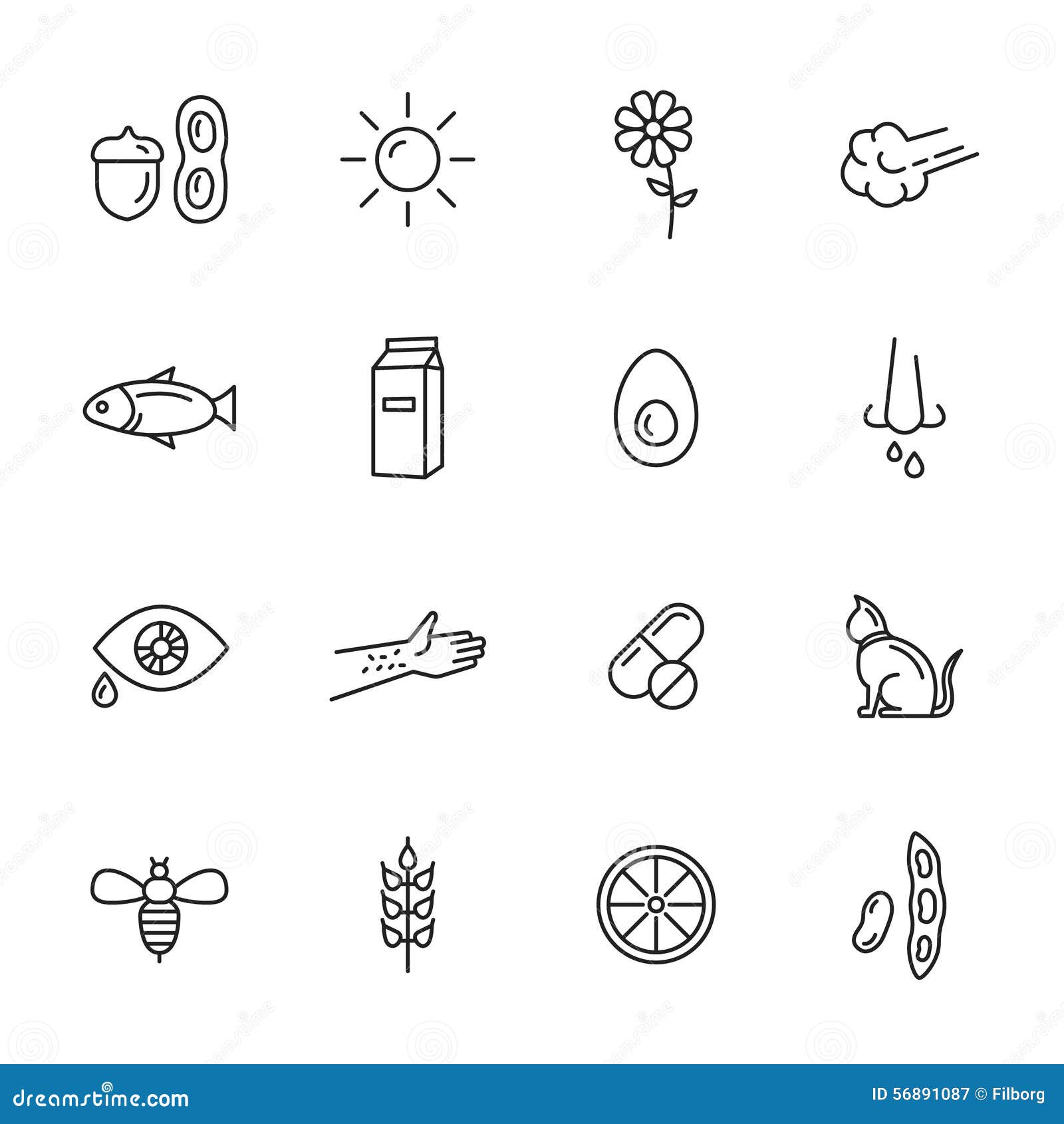 Allergy Icons stock vector. Illustration of gluten, citrus - 56891087