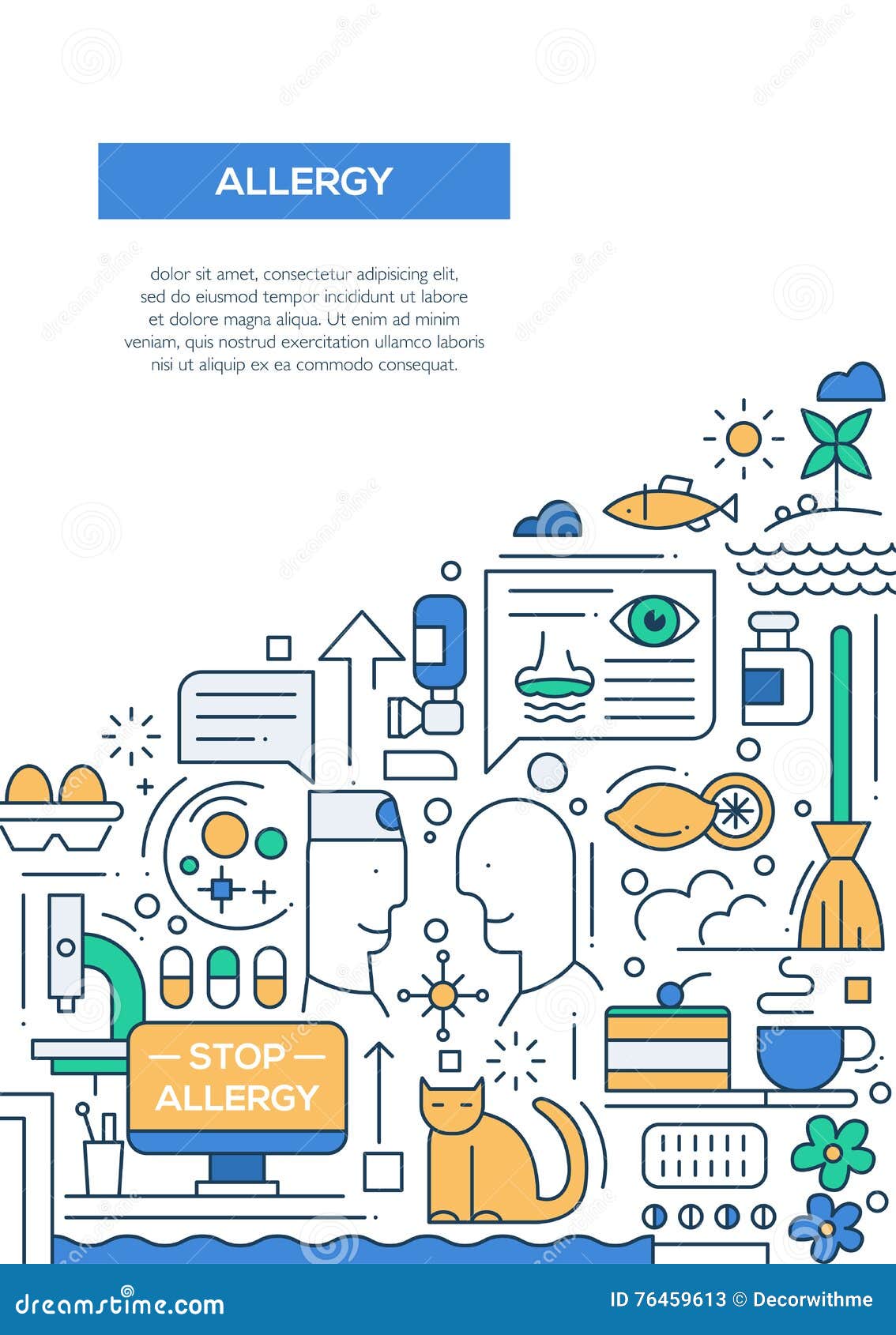 Allergy - Line Design Brochure Poster Template A4 Stock Vector ...