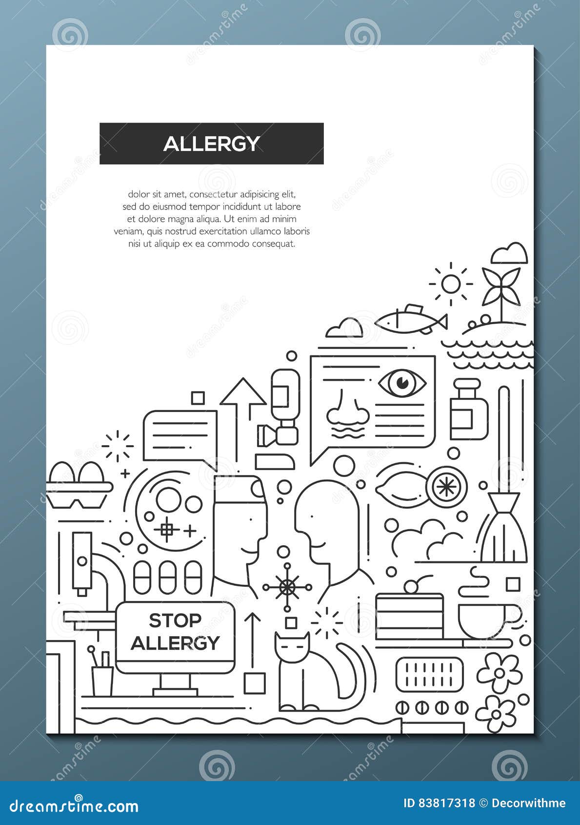 Allergy - Line Design Brochure Poster Template A4 Stock Vector ...