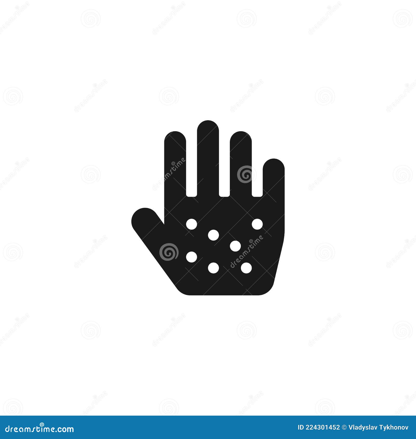 Allergy Vector Icon. Hand with Allergy Reaction Black Flat Symbol ...